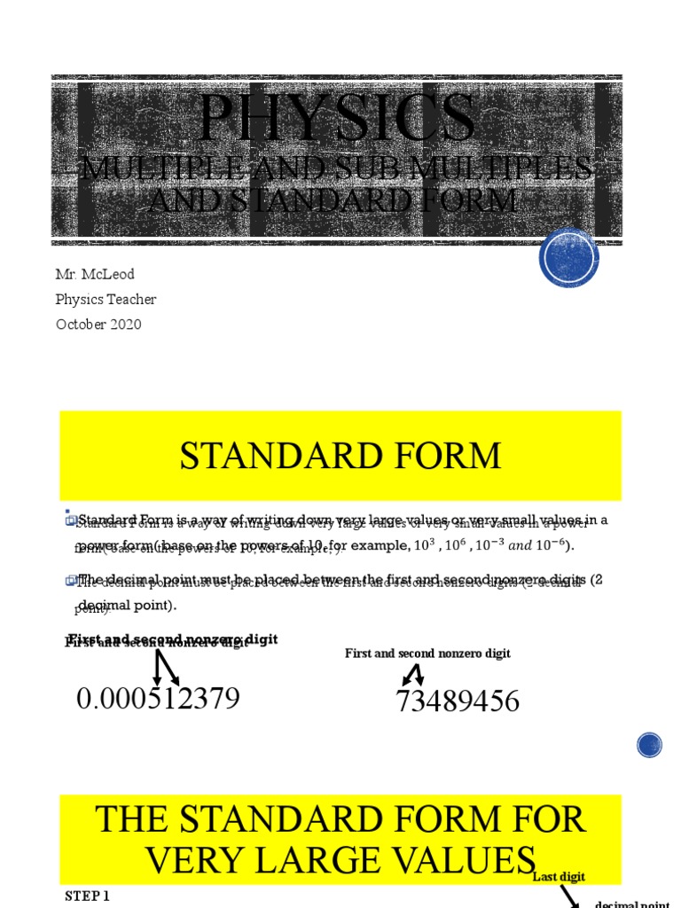 Notes On Standard Form | PDF | Decimal | Numbers