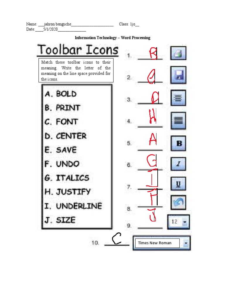 Word Processing Class Work Icons | PDF