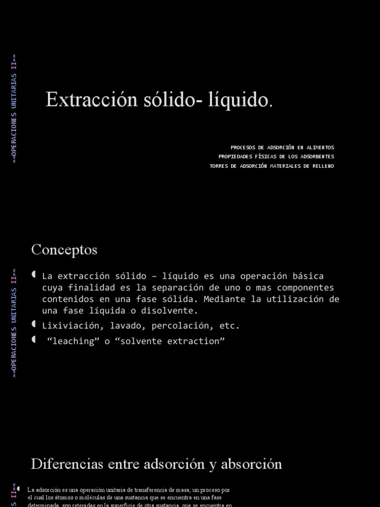 Extracción Solido Líquido OPE | PDF | Adsorción | Solvente