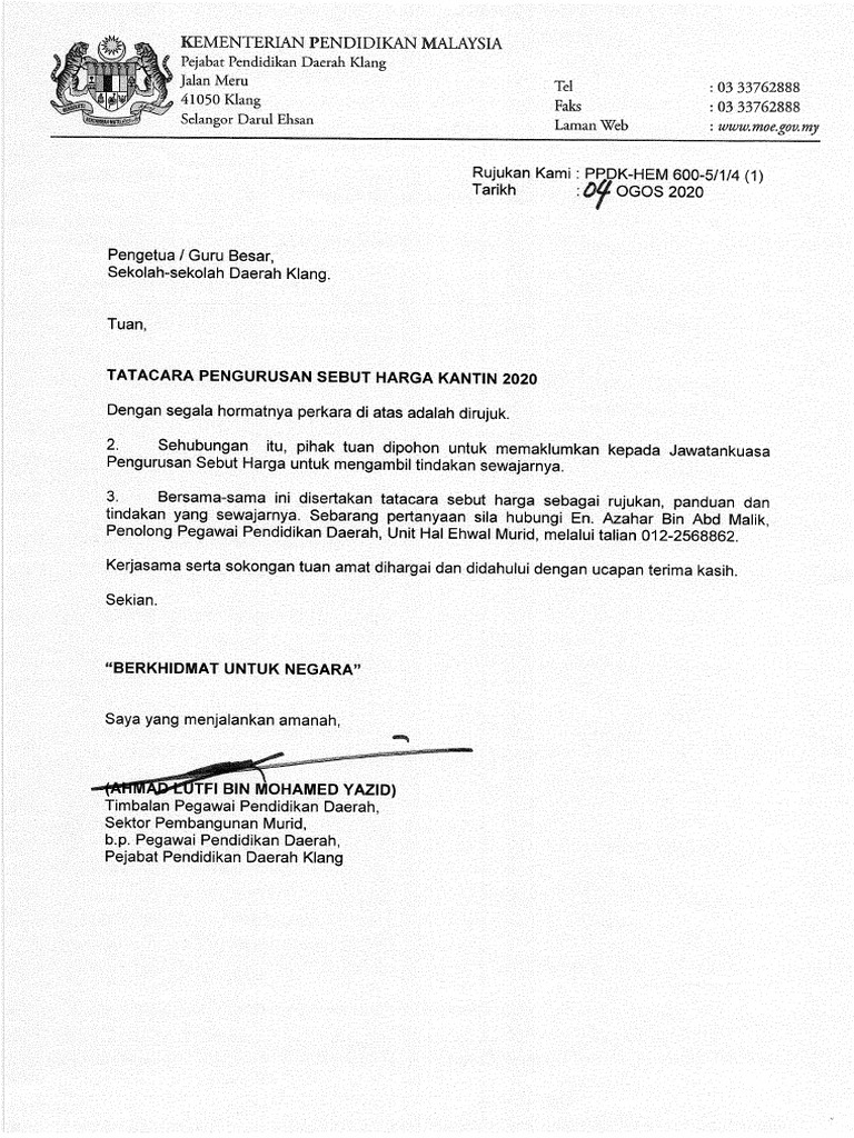 Tatacara Pengurusan Sebut Harga Kantin 2020. 2+1 | PDF