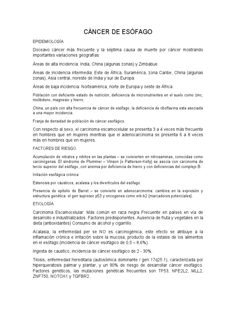 Cáncer de Esófago | PDF | Cáncer de esófago | Metástasis