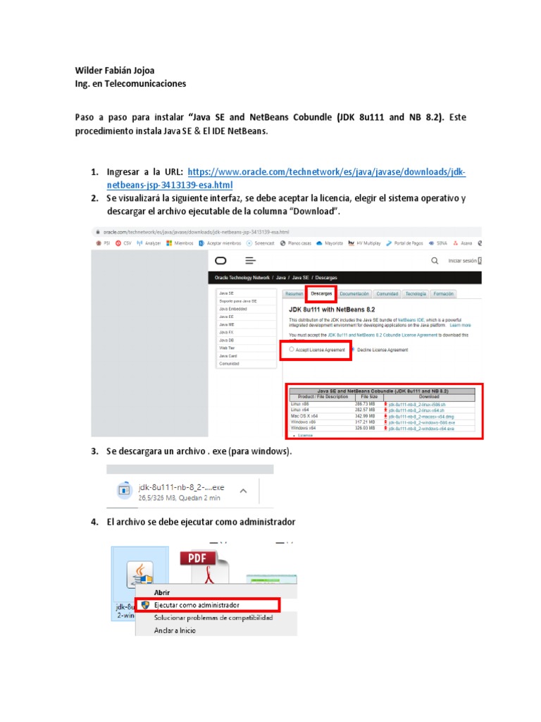 Paso A Paso - Instalación Java SE and NetBeans Cobundle PDF | PDF