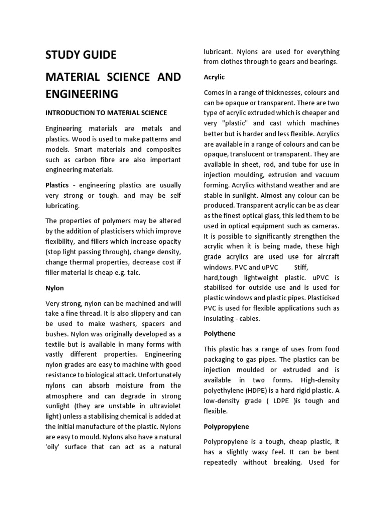 STUDY GUIDE - Material Science and Engineering | PDF | Crystal ...