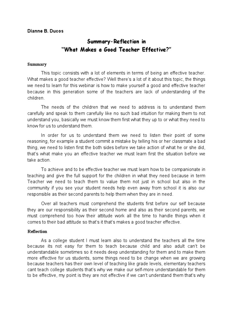 Summary-Reflection of Webinars | PDF | Teachers | Early Childhood Education