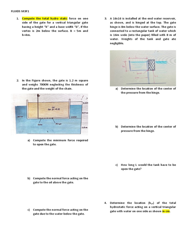 Fluids M3F1 | PDF | Pressure | Triangle