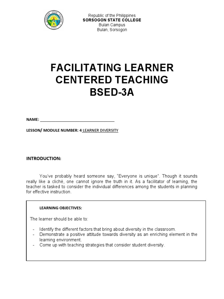 Module 4 Faci Learning | PDF | Multiculturalism | Learning Styles Module 4 Faci Learning | PDF | Multiculturalism | Learning Styles