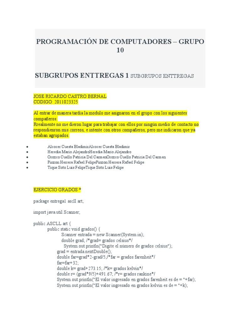 Compilacion Ejercicios. Programacion de Computadores Politecnico | PDF | Pie (unidad) | Pulgada