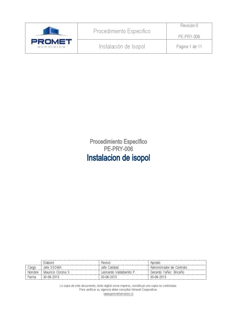 Pe-Pry-006 Rev.0 Instalacion de Isopol | PDF | Andamio | Seguridad y ...