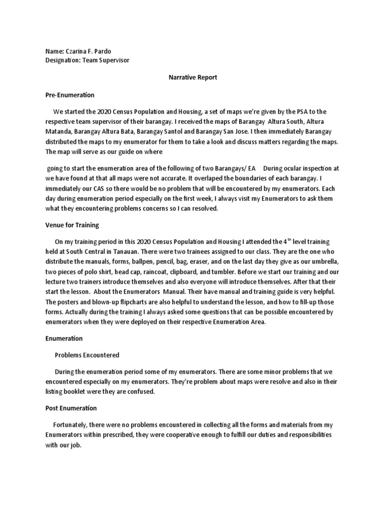 Cza Narrative Report PSA | PDF | Business