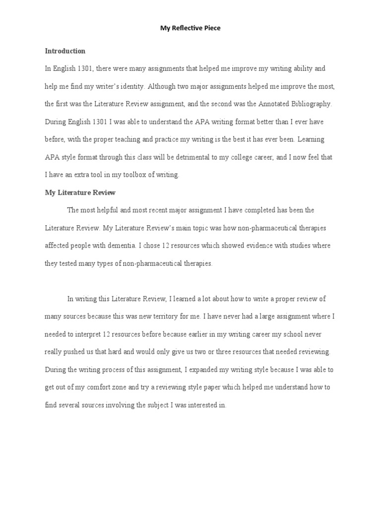 Reflective Piece | PDF | Bibliography | Apa Style