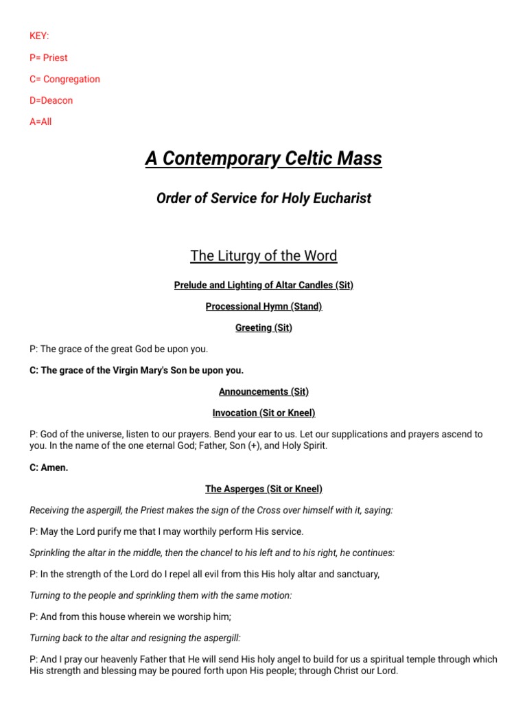 Contemporary Celtic Mass | PDF | God The Father | Eucharist