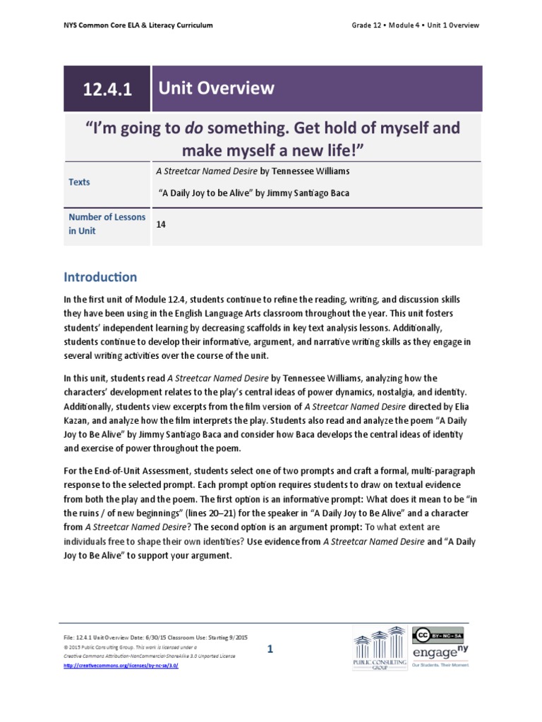 ELA Grade 12 Module 4 Unit 1 - Unit Overview | PDF | Common Core State ...