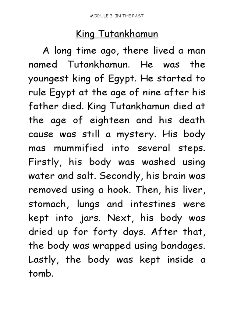 King Tutankhamun Dictation | PDF | Social Science