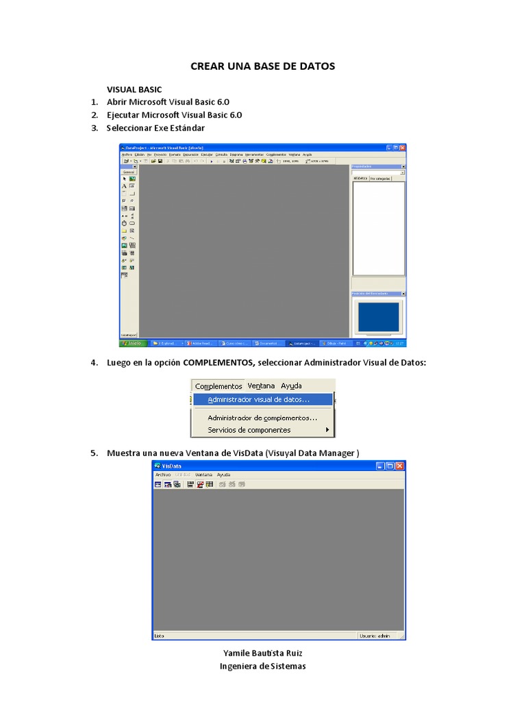 Crear Una Base de Datos Access Visual Basic | PDF | Bases de datos | Ventana (informática)