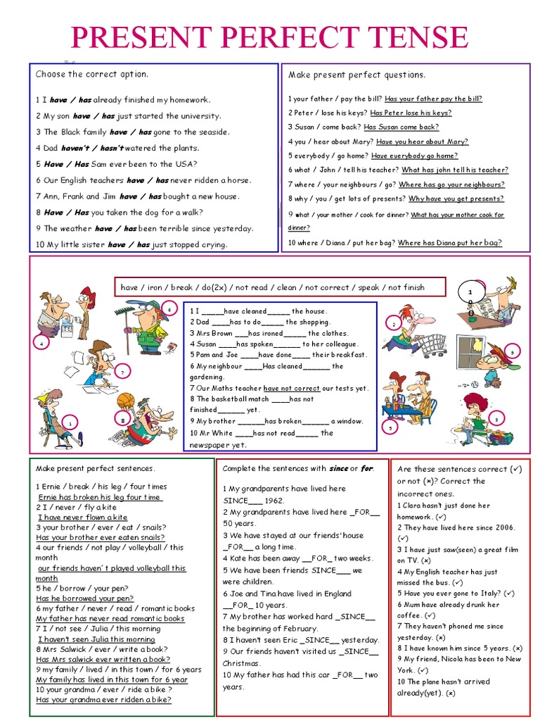 Present Perfect Tense: Choose The Correct Option. Make Present Perfect ...
