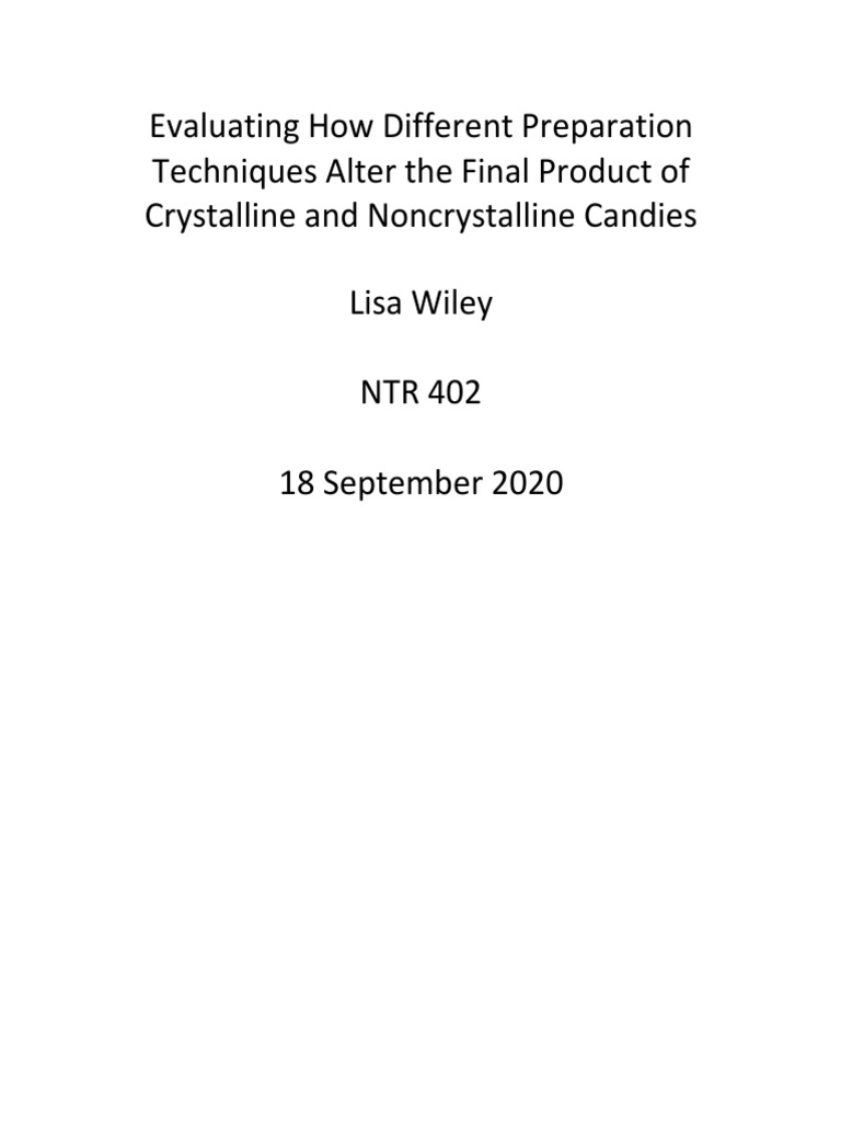 Sugar Lab Report | PDF | Fudge | Candy