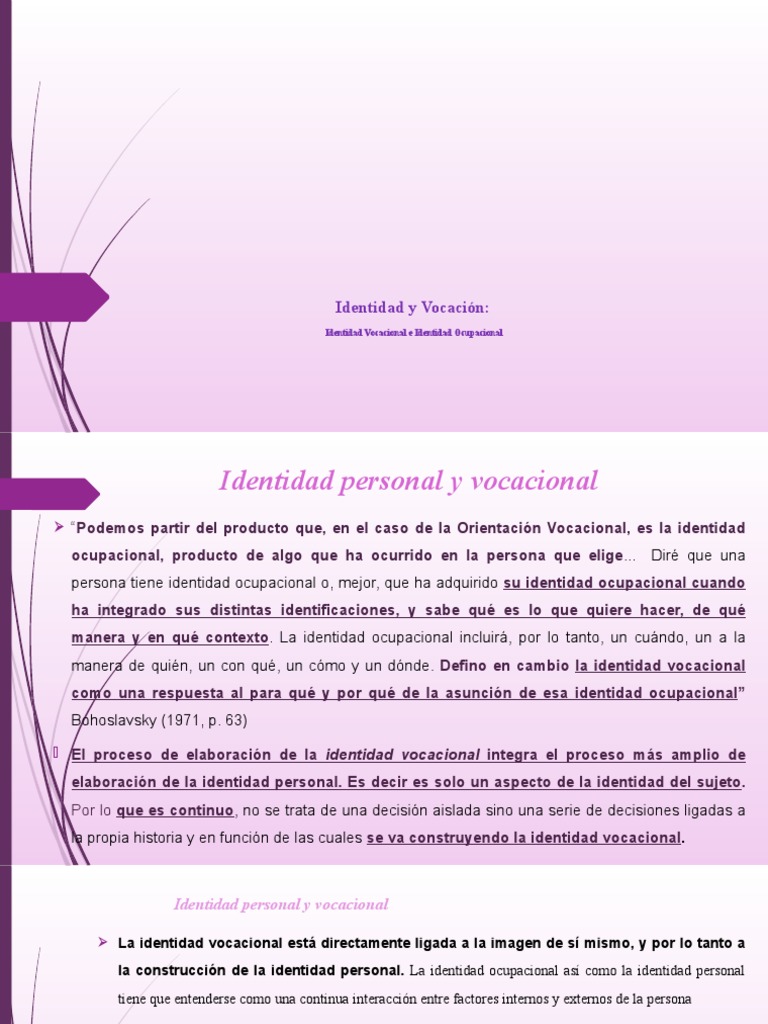 10-Unidad 2 A) Identidad Vocacional y Ocupacional | PDF | Dolor ...