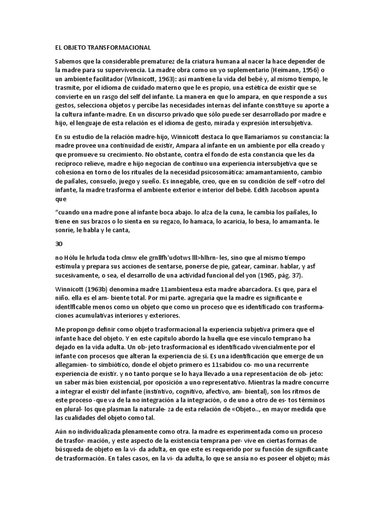 El Objeto Transformacional | PDF | Conceptos psicologicos | Ciencia cognitiva