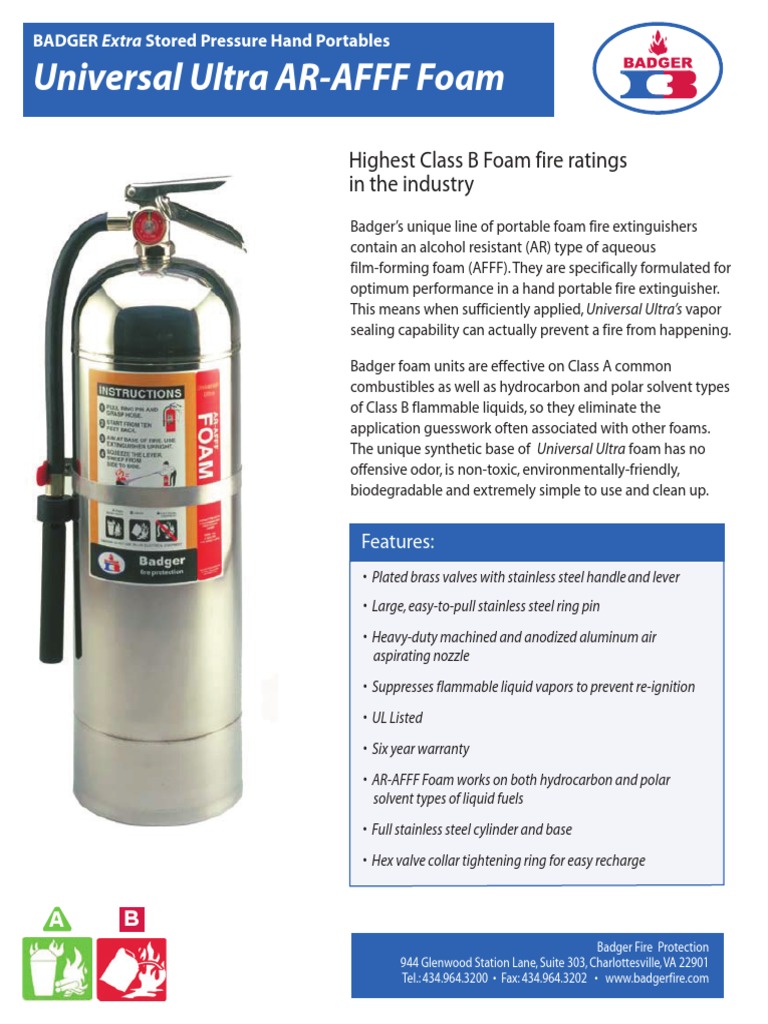 Extintor Espuma AFFF F-250 - BADGER | PDF | Industrial Processes ...