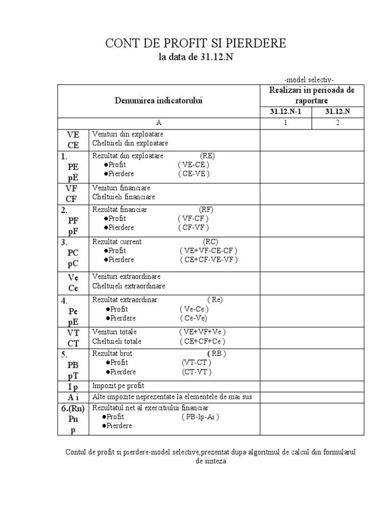 Cont de Profit Si Pierdere | PDF