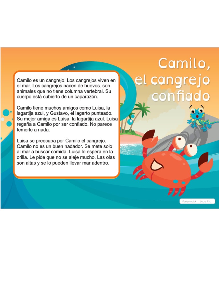Cuento de Lengua de Señas Colombiana: Cangrejo Camilo | PDF