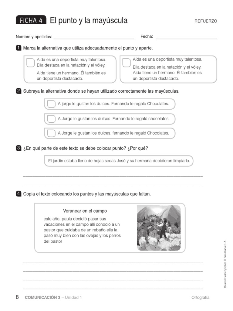 Ficha Del Punto y La Mayúscula PDF | PDF