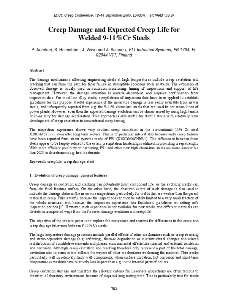 Creep Damage and Expected Creep Life | PDF | Creep (Deformation) | Steel