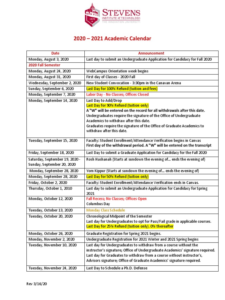 2020-2021 Academic Calendar | PDF | Academic Term | Thesis