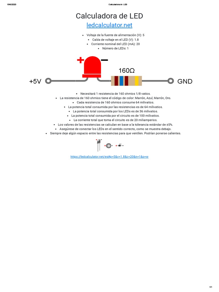 Calculadora de LED 1-5 PDF | PDF
