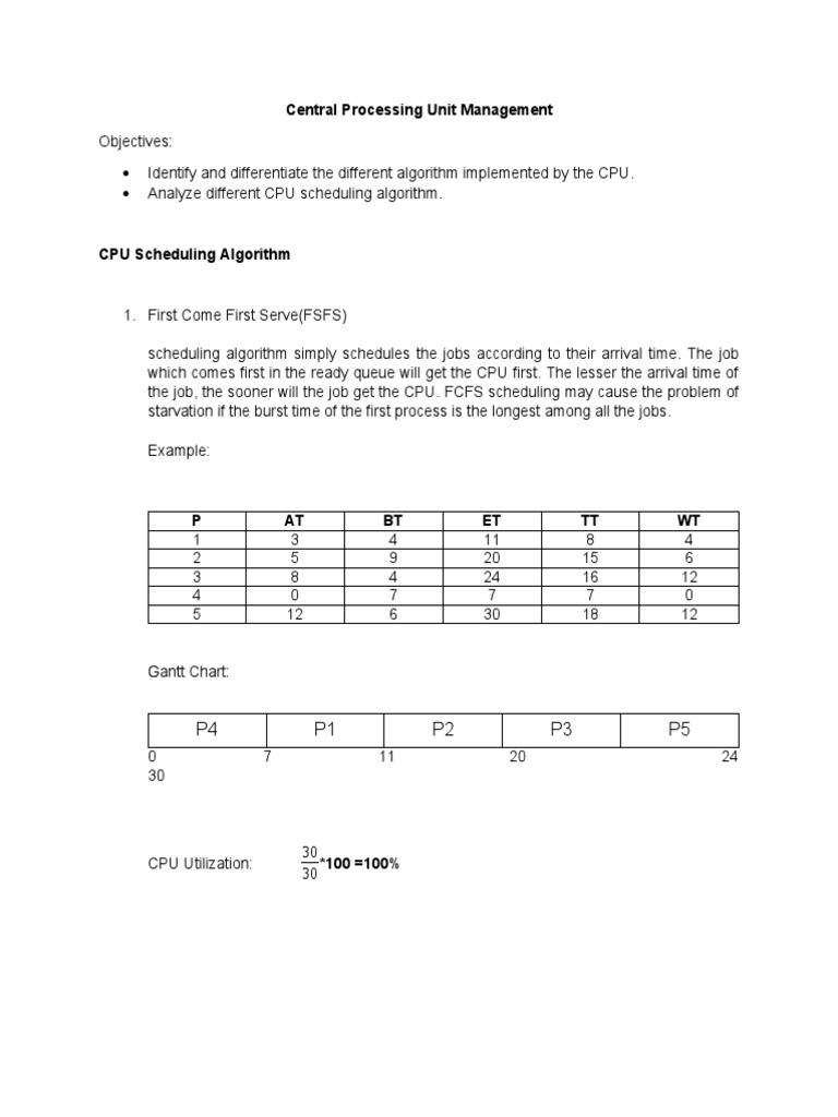 Central Processing Unit Management Lecture | PDF | Scheduling (Computing) | Algorithms And Data ...