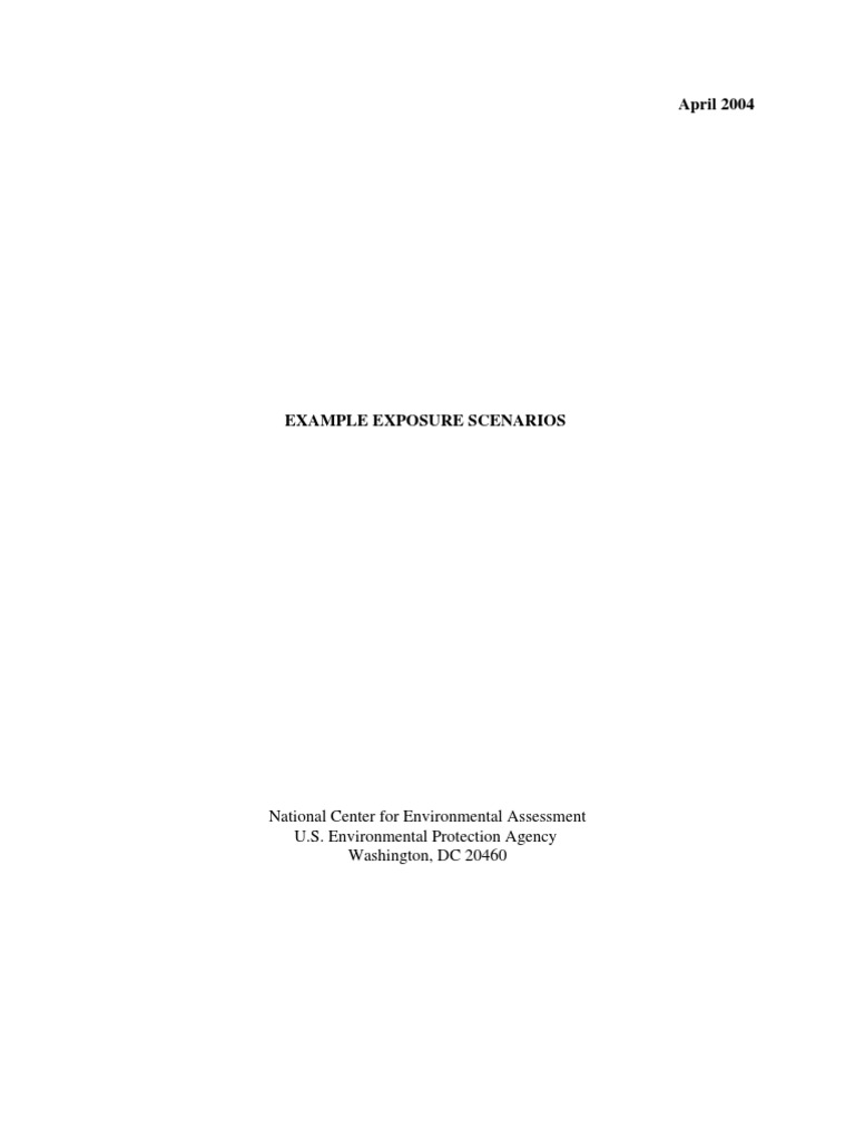 Representative Examples of Exposure Scenarios Demonstrating the ...