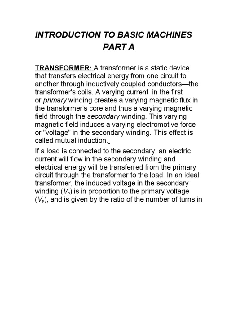 Introduction To Basic Machines | PDF | Electric Motor | Transformer
