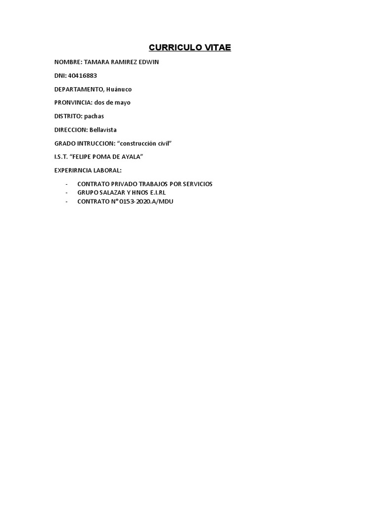 Curriculo Vitae Edwim Tamara | PDF