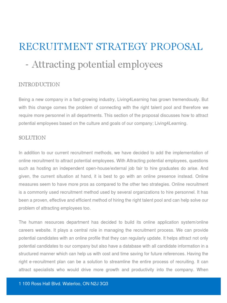 Recruitment Strategy Proposal | PDF | Recruitment | Communication