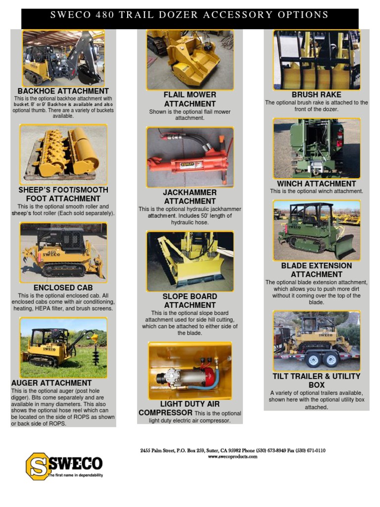 SWECO 480 Trail Dozer Attachments Guide | PDF | Mower | Construction ...