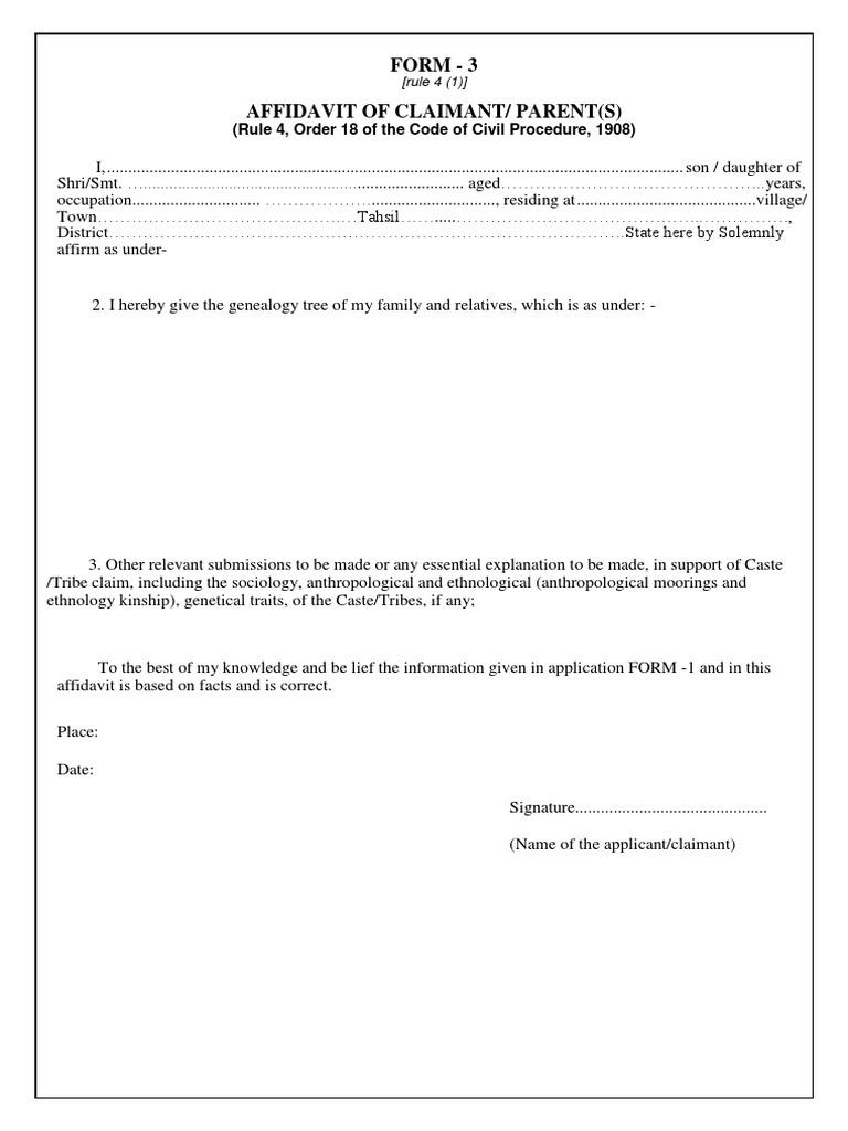 Form 3 Affidavit of Claimant/Parent | PDF
