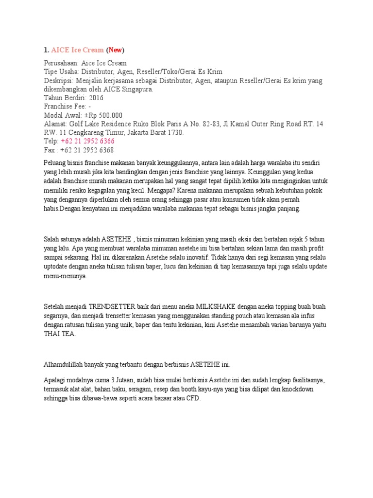 AICE Ice Cream | PDF | Bisnis
