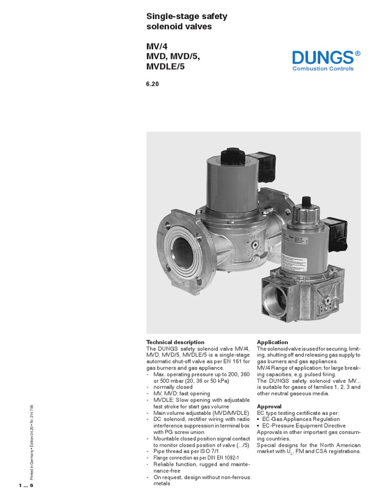 Normally Closed Solenoid Valve by Dungs | PDF | Valve | Pipe (Fluid ...
