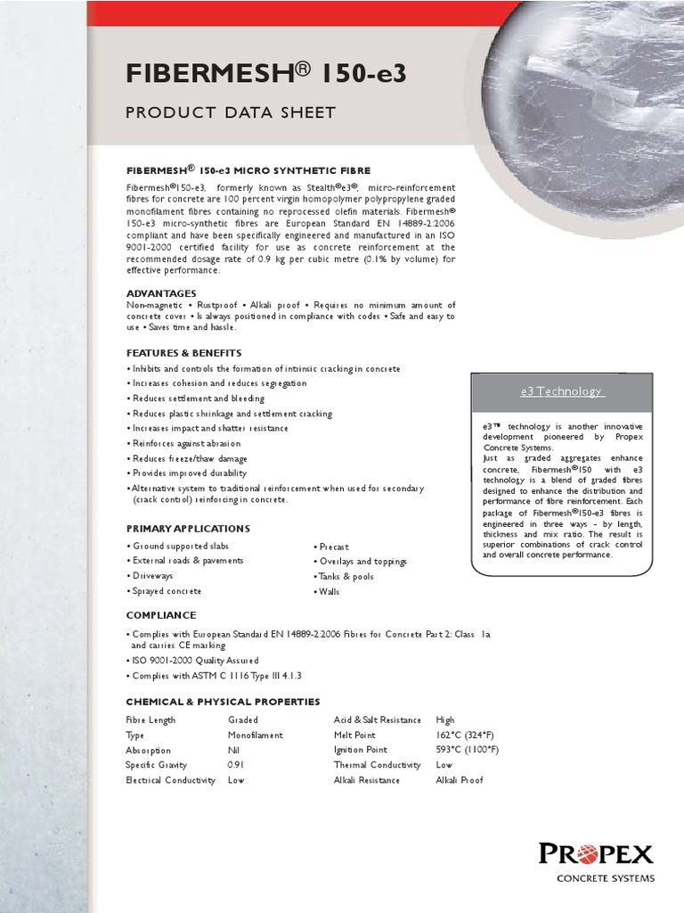 Fibermesh 150-E3: Product Data Sheet | PDF | Packaging And Labeling ...