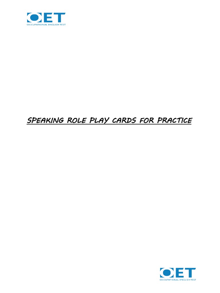 Speaking Role Play Cards | PDF | Emergency Department | Hepatitis