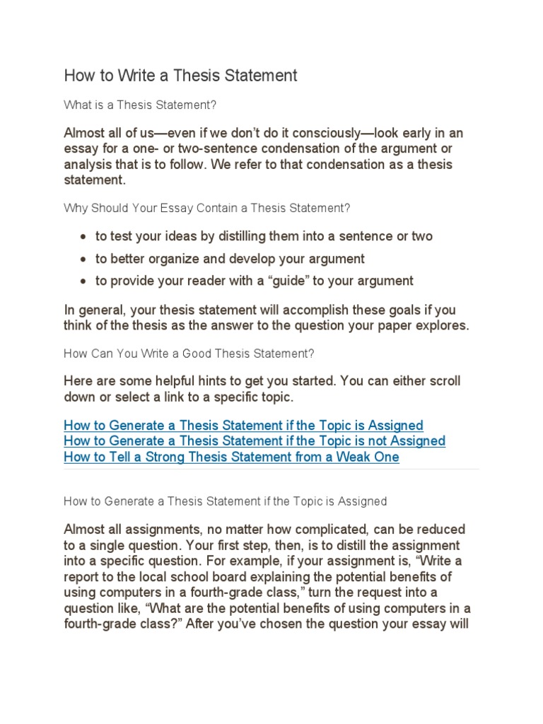 A Comprehensive Guide to Developing Strong Thesis Statements | PDF ...