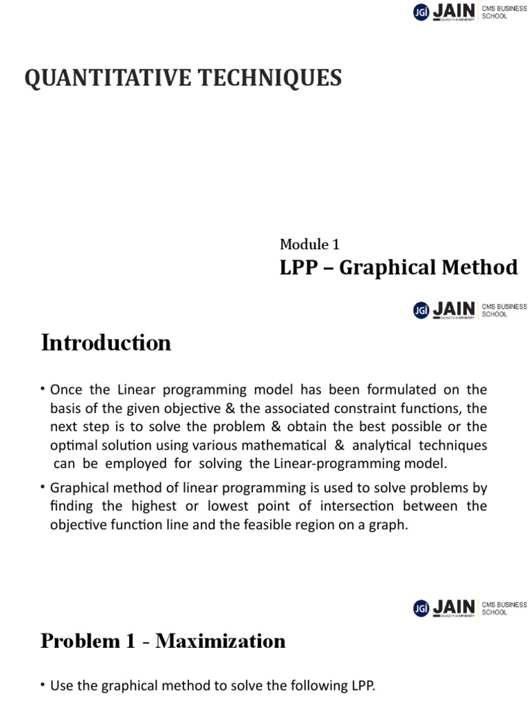 Quantitative Techniques: LPP - Graphical Method | PDF | Linear Programming | Mathematical ...