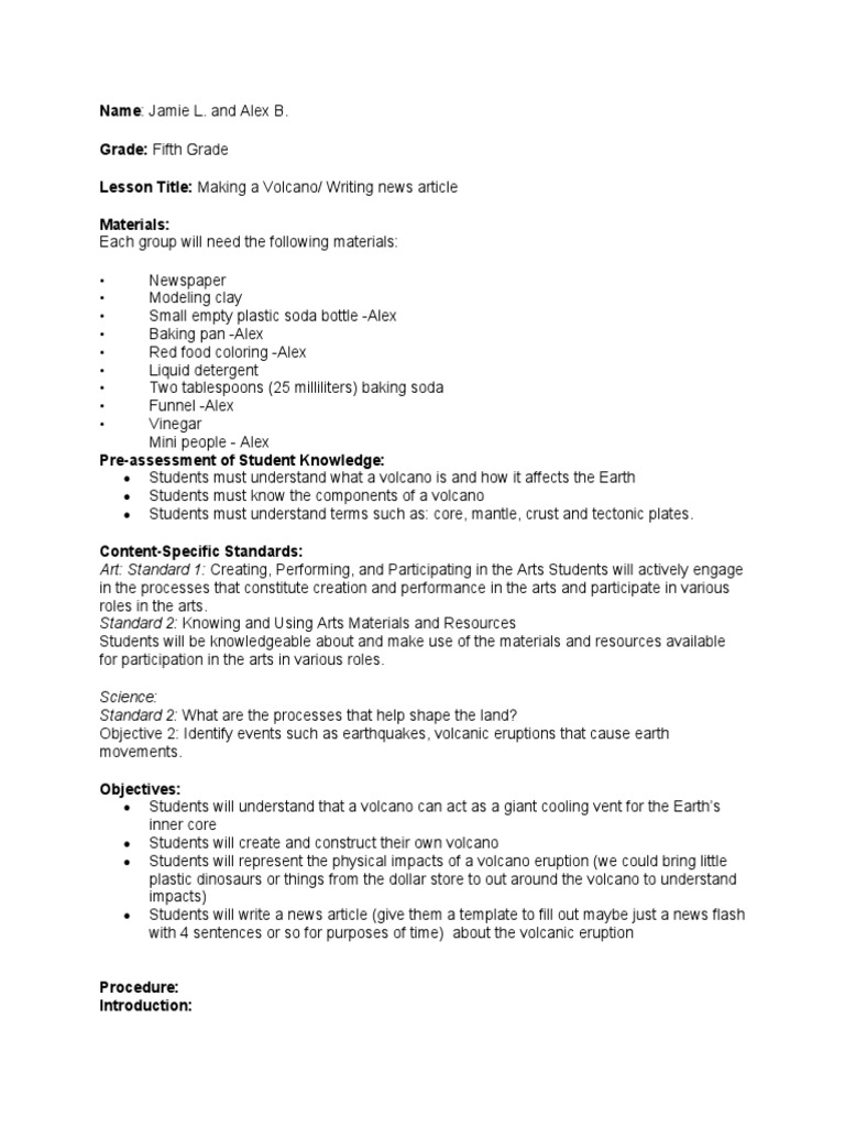 Fifth Grade Volcano Project | PDF | Volcano | Magma