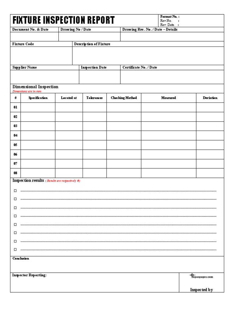 Fixture Inspection Report | PDF | Quality | Evaluation