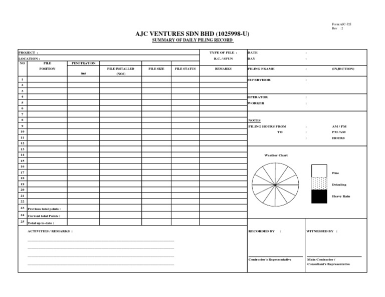 Daily Piling Record Summary | PDF | Business | Nature