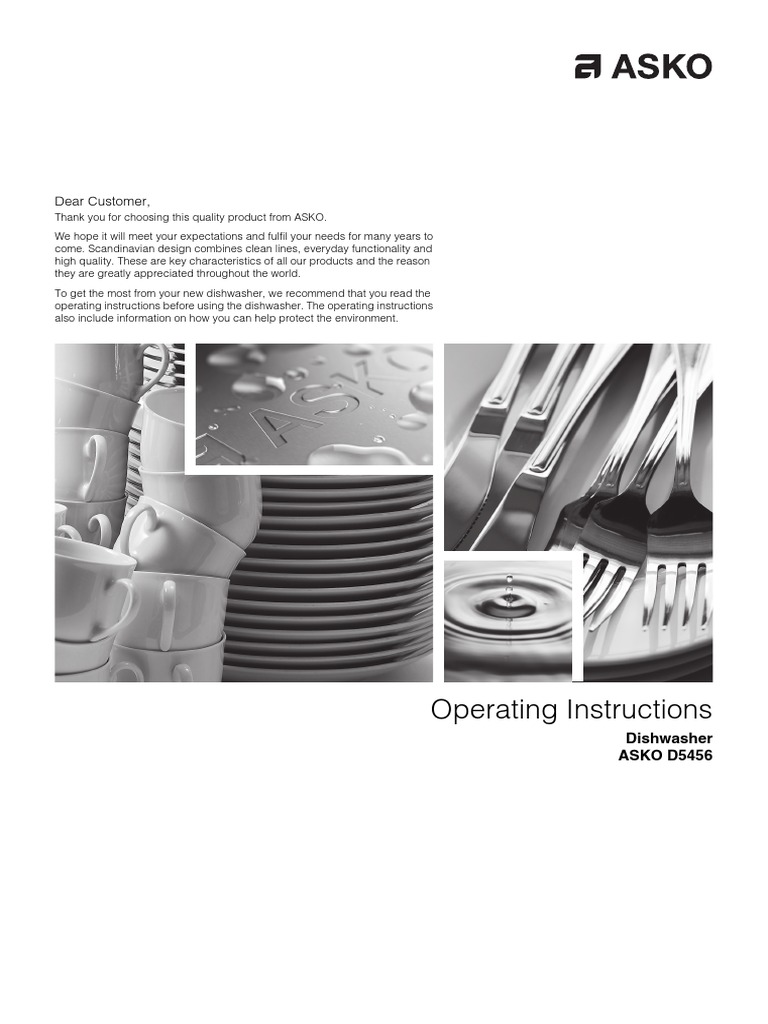 ASKO 5456SS Manual PDF | PDF | Dishwasher | Manufactured Goods