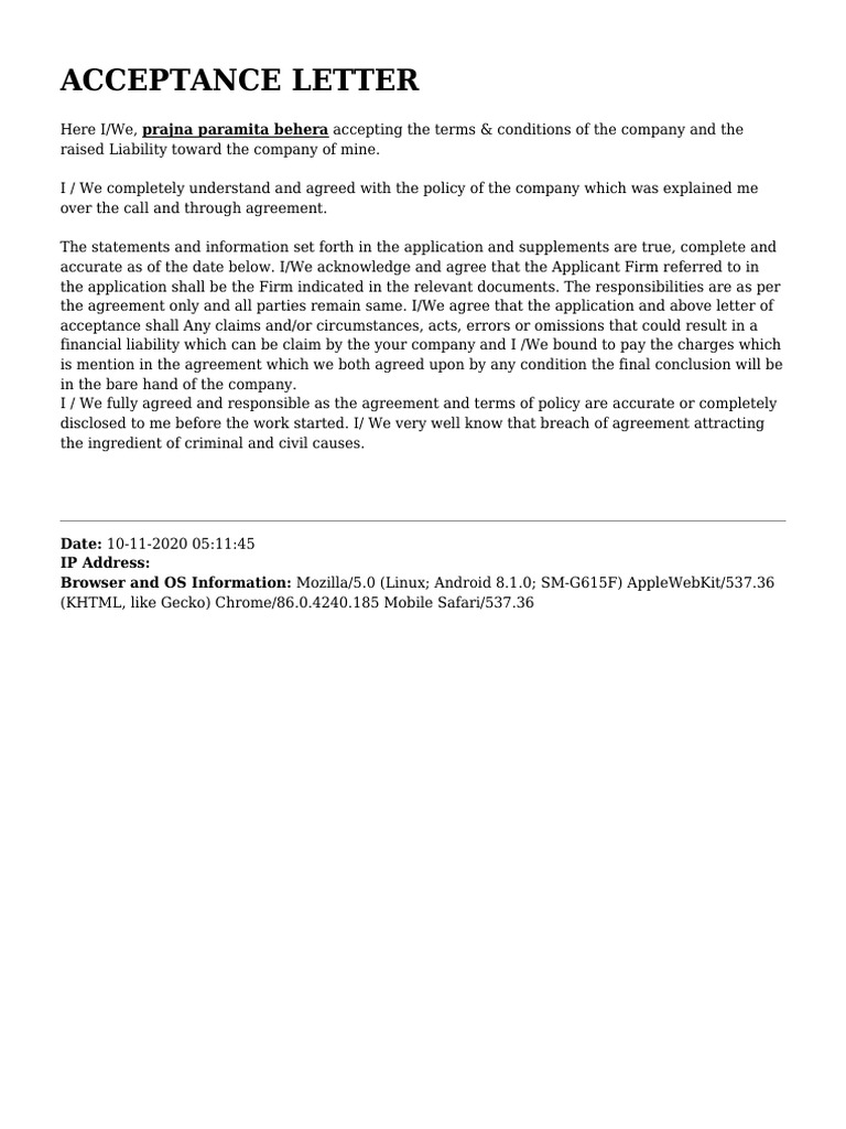 Acceptance Letter | PDF