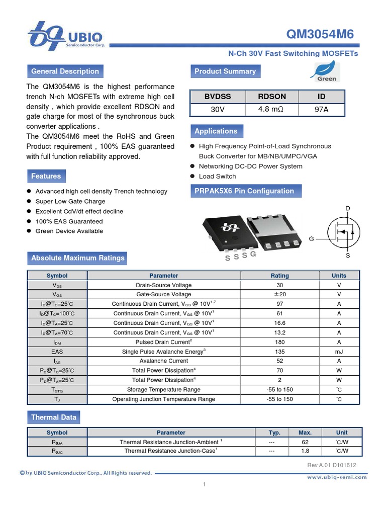 General Description Product Summary: Bvdss Rdson ID | PDF | Field ...