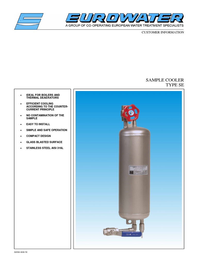 Sample Cooler Type Se: Customer Information | PDF | Valve | Boiler