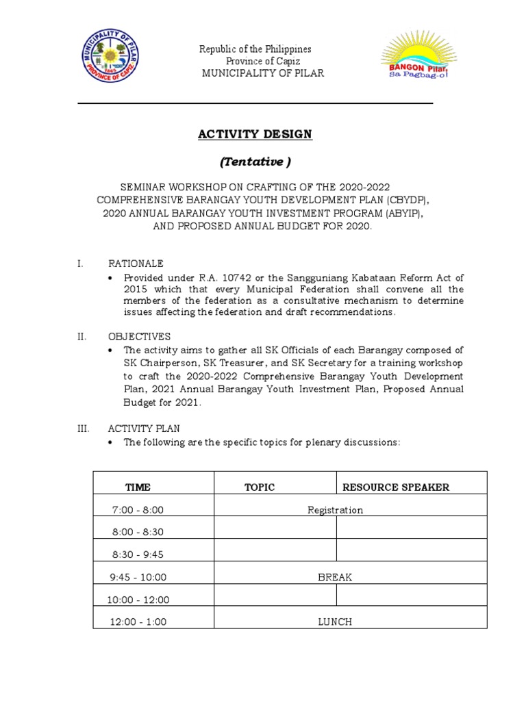 Activity Design For SK | PDF